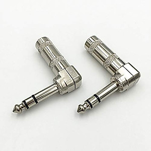 HUASEN Stereo Plug 1/4" Audio Plugs 6.35mm Plug TRS Male 1/4 inch Solder Type Stereo Plug Right Angle Design Connector for DJ Mixer Cables Guitar Cables Phono Patch Cable Microphone Cables（4pack）