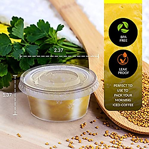 PAMI Portion Control Cups With Lids [2oz, 100-Pack]- Small Meal Prep Plastic Food Containers- BPA-Free Disposable Ramekin Cups- Deli Containers For Condiments, Sauces, Salsas, Dips, Jello Shots