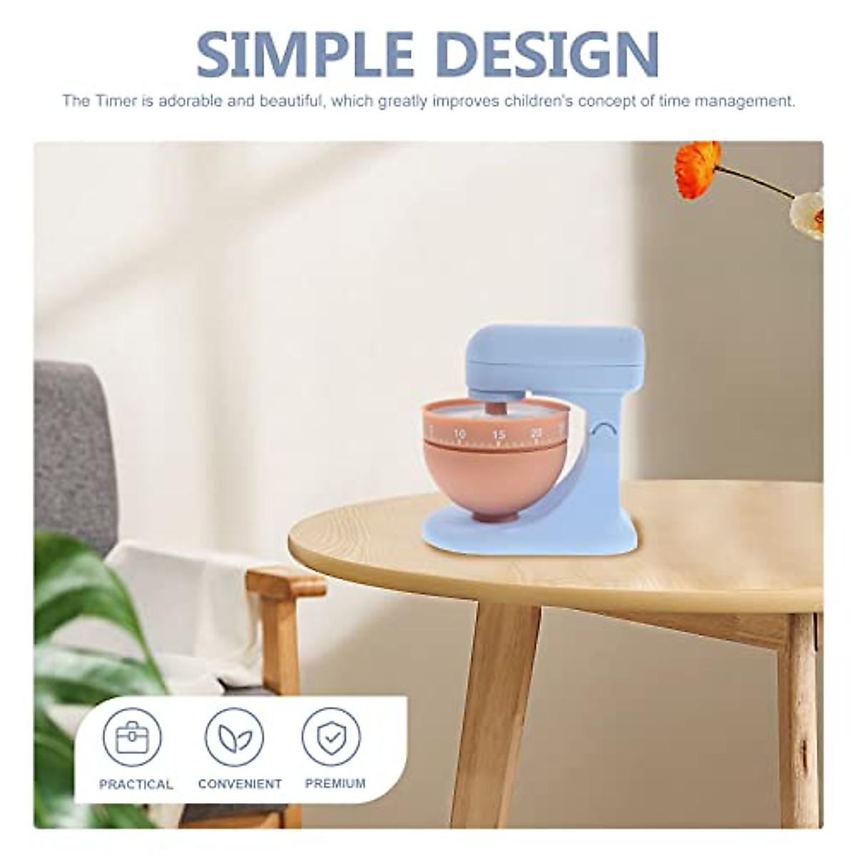 SOLUSTRE Kids Clock Hand Mixer Timer Egg Beater Mixing Kitchen Cooking Timer Clock Loud Alarm Counters Manual Timer for Baking Children Handheld Mixer