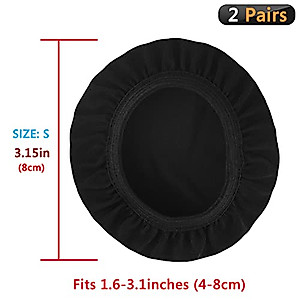 Geekria 2 Pairs Flex Fabric Headphones Ear Covers, Washable & Stretchable Sanitary Earcup Protectors for On-Ear Headset Ear Pads, Sweat Cover for Warm & Comfort (S/Black)