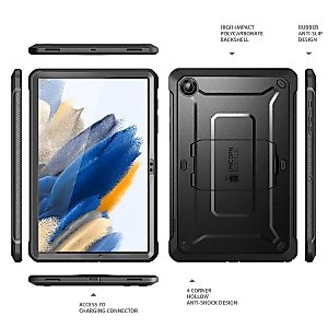 SUPCASE for Galaxy Tab A8 Case with Stand (Unicorn Beetle Pro), [Built-in Screen Protector] Full-Body Rugged Shockproof Heavy Duty Protective Tablet Case for Samsung Galaxy Tab A8 10.5 Inch, Black