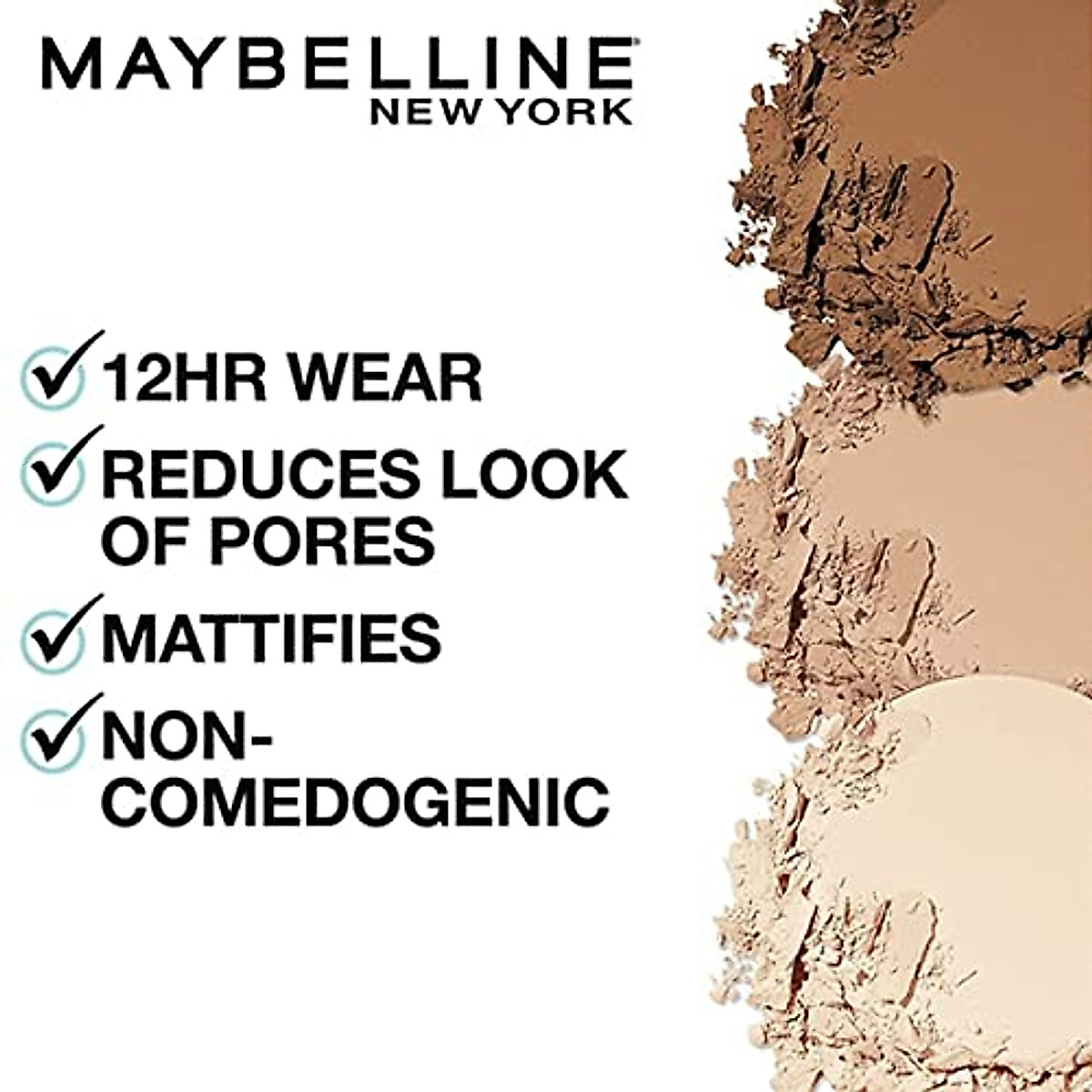 Maybelline Fit Me Matte + Poreless Pressed Face Powder Makeup, Pure Beige, 1 Count (Pack of 4)