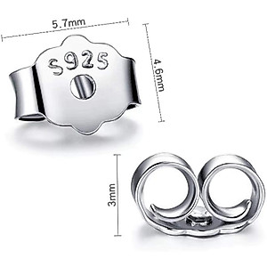 Hollosport S925 Sterling Silver Earring Backs Replacements for Posts,12Pcs/6Pairs Pierced Earring Backings Secure for Studs,Hypoallergenic Safety Locking Butterfly Ear Ring Stoppers 5.7X4.6X3mm