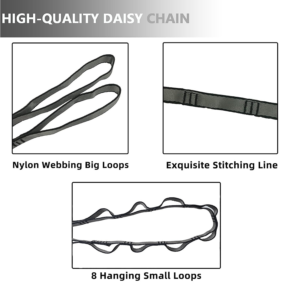 PRIOR FITNESS Yoga Straps Aerial Hammock Accessory Set, 2pcs Daisy Chain + 2pcs Carabiner, Aerial Silk Hardware with Daisy Chain Carabiner for Yoga Swing Pilates