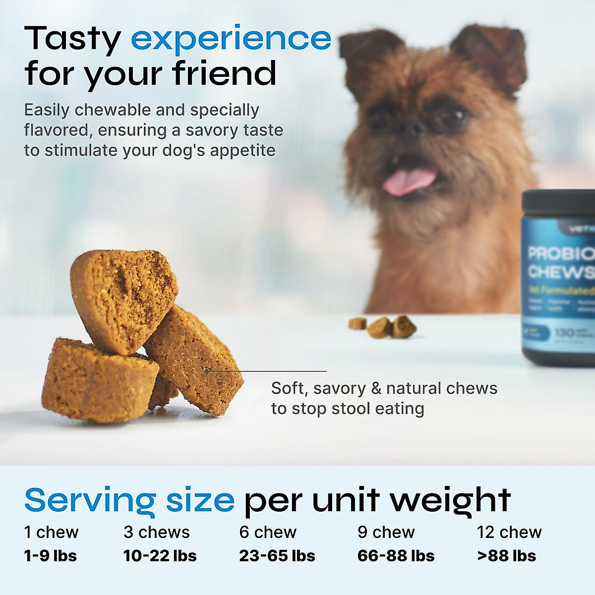 Probiotics for Dogs - Dog Probiotics for Digestive Health - Dog Gut Health Probiotics - Pet Probiotics for Dogs Gut Health Digestive & Immune Support - Probiotic Chews for Dogs with Digestive Enzymes