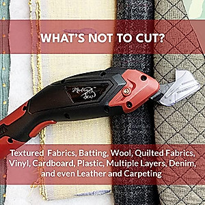 Madam Sew Electric Scissors for Fabric Cutting, Heavy Duty Cordless Shears with USB Rechargeable Battery, Trigger Operation and Non-Slip Grip Cuts Denim, Wool, Leather - REPLACEMENT BLADES AVAILABLE