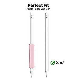 NIUTRENDZ 3 Pack Apple Pencil Grip Silicone Case Accessories Cover Ergonomic Design Sleeve Compatible with Magnetic Charging and Double Tap (Apple Pencil 2nd Generation, White + Purple + Pink)
