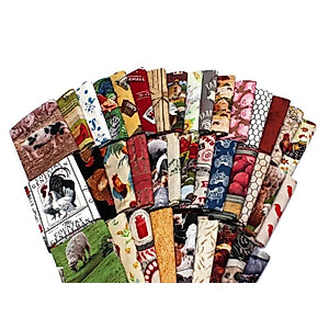 10 Fat Quarters - Farm Farming Country Hobby Farmer Ranch Orchard Farmhouse Animals Assorted Quilters Cotton Fabric Bundle