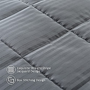 downluxe King Size Blanket, Lightweight Down Alternative Blanket with Satin Trim (90 X 108 Inch, Grey)