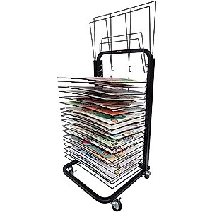 CENAP Art Drying Rack, Solid Mobile Art Drying Rack with Wire Rack for Art Classroom, Studio and Home Use Drying and Printing Rack (Size : 20-Layer)
