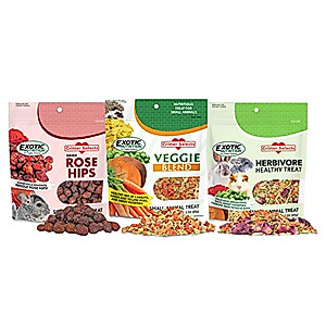 Exotic Nutrition Herbivore Treats (3 Pack) - for Guinea Pigs, Rabbits, Hamsters, Gerbils & More