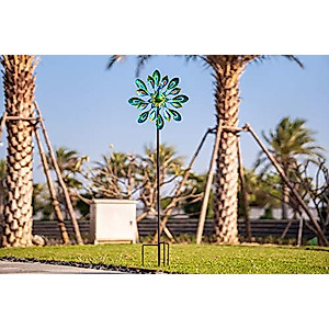 MUMTOP Wind Spinner 51" Peacock Double Wind Sculpture is Suitable for Decorating Your Patio, Lawn & Garden