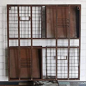 PIBM Stylish Simplicity Shelf Wall Mounted Floating Rack Shelves American Style Retro Iron Art Magazine Rack Cafe Bar,2 Colours, Rust Color , 51x9x54cm