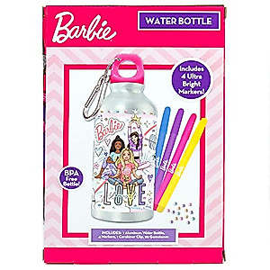 Horizon Group USA Barbie Color Your Own Water Bottle, Great For Travel & Road Trips, Sports & School, Creative Gift Idea, Arts & Crafts Activity Kids Ages 6, 7, 8, 9, 10