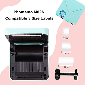 Phomemo M02S Pocket Printer- Mini Bluetooth Thermal Printer with 3 Rolls White Sticker Paper, Compatible with iOS + Android for Learning Assistance, Study Notes, Journal, Fun, Work, Cyan