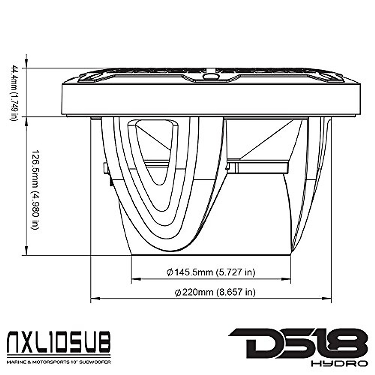 NXL 10" Marine Subwoofer with LED RGB Lights 300 Watts Rms SVC 4-Ohm -White