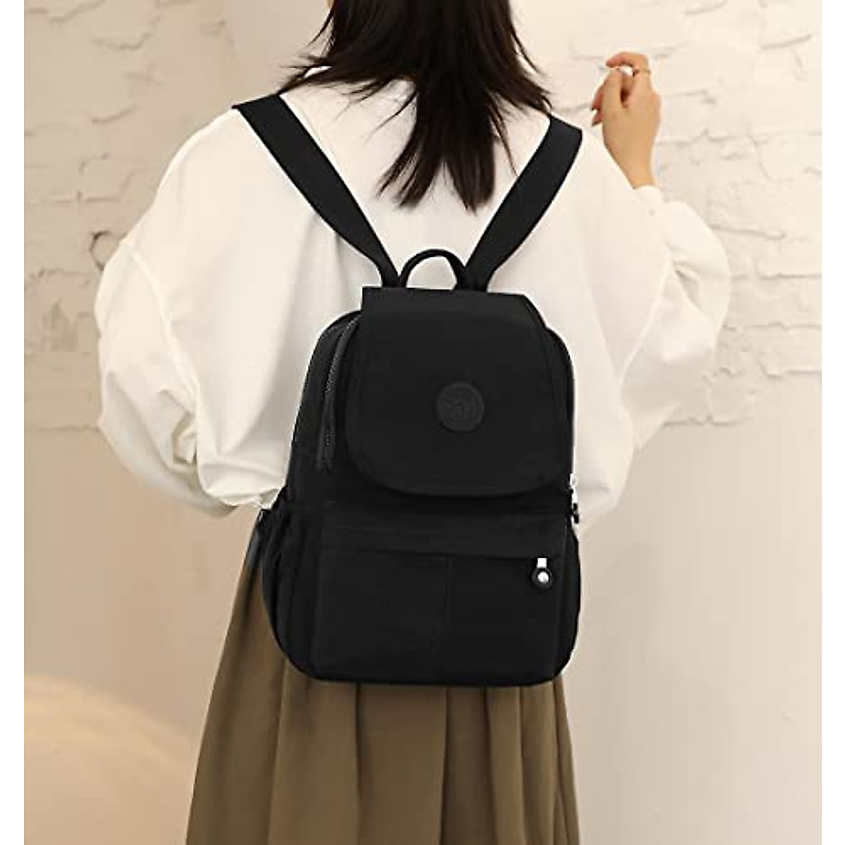 Collsants Women Small Backpack Purse Nylon Mini Backpack for Teen Girls Casual Fashion Daypack(Black)