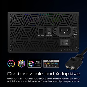 GAMDIAS RGB Gaming PC Power Supply 750W 80 Plus Bronze Certified 750 Watt PSU for Computers with Active PFC, Kratos M1-750B