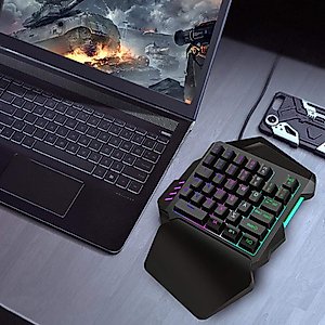 Serounder Single Hand Gaming Keyboard Keypad,USB 2.0 Multi-Media Keys Mini Keypad 35 Keys with FN Keys/Breathing Lights