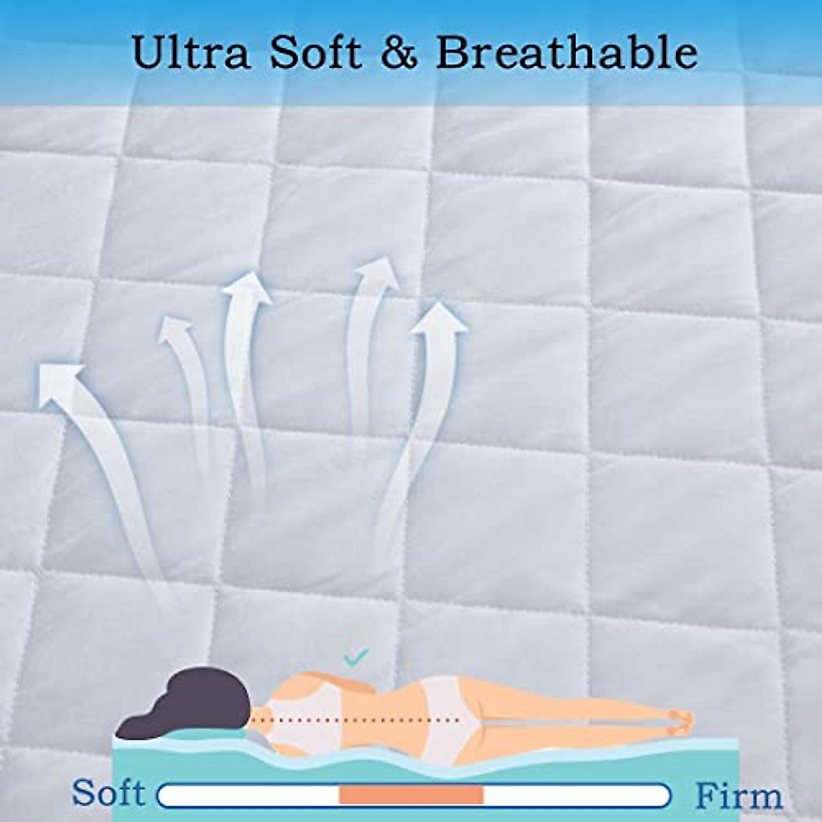 Bravbowerry Waterproof Mattress Protector,Cooling Breathable Fluffy Soft Mattress Pad, Washable Mattress Protector,Noiseless Mattress Cover,Bed Cover Waterproof,Deep Pocket Mattress Protector