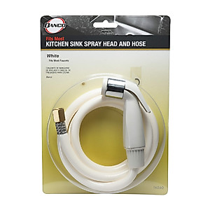 DANCO Complete Installation Kit for Vinyl Faucet Spray Hose & Assembly, White, 4-Feet, 1-Set (16560)