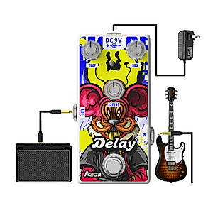 AZOR Digital Delay Guitar Effect Pedal Mouse Vintage Unique Tones Delay Pedal for Electric Guitar AP508