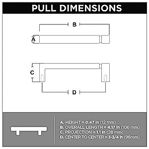Franklin Brass P40823K-FB-C Asymmetric Notched Kitchen or Furniture Cabinet Hardware Drawer Handle Pull, 3-3/4-Inch (96mm), Flat Black, 10-Pack