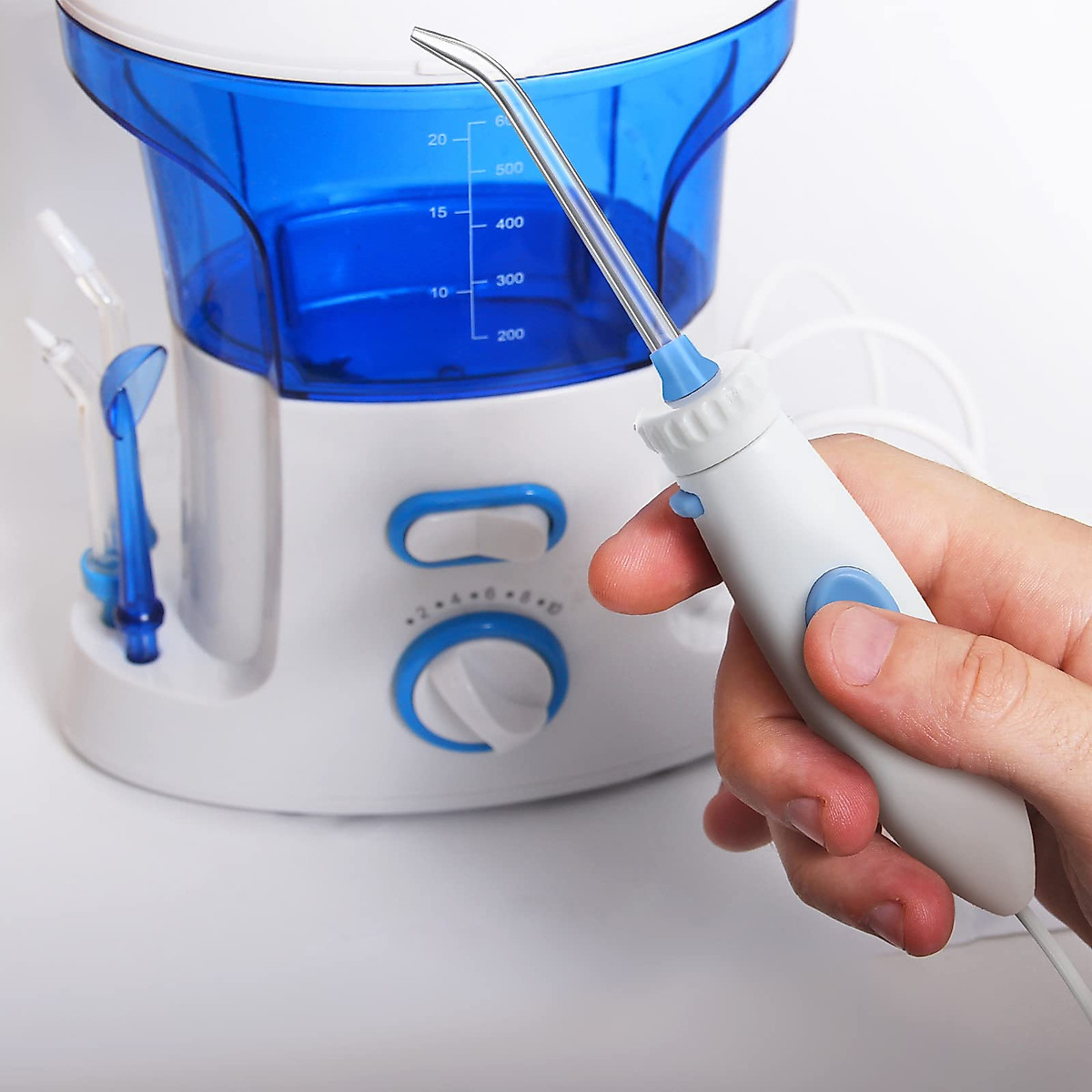 BBTO Oral Hygiene Accessories Standard Water Hose Plastic Handle with Water Flosser Replacement Jet Tip, Compatible with Waterpik Oral Irrigator WP-100 WP-300 WP-660 WP-900 (4 Pieces)