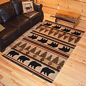 Rustic Lodge, Bear Cabin 5x7 Area Rug, 5'3"x7'3" Multi 7482