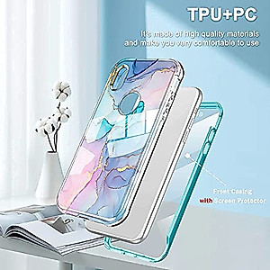 DT Series Case, Built with Screen Protector, Lightweight and Stylish Full Body Shockproof Protective Rugged TPU Case for Apple iPhone XR 6.1inch（Marble）