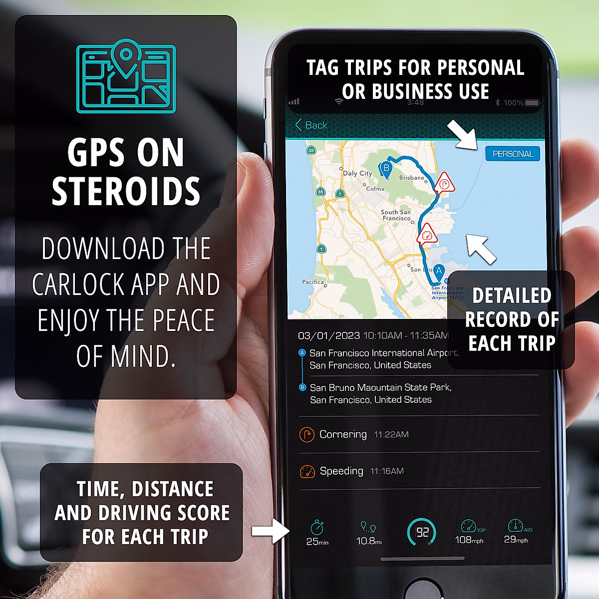 CARLOCK Anti Theft Car Device - Real Time 4G Car Tracker & Car Alarm System. Comes with Device & Phone App. Tracks Your Car in Real Time & Notifies You Immediately of Suspicious Behavior.OBD Plug&Play