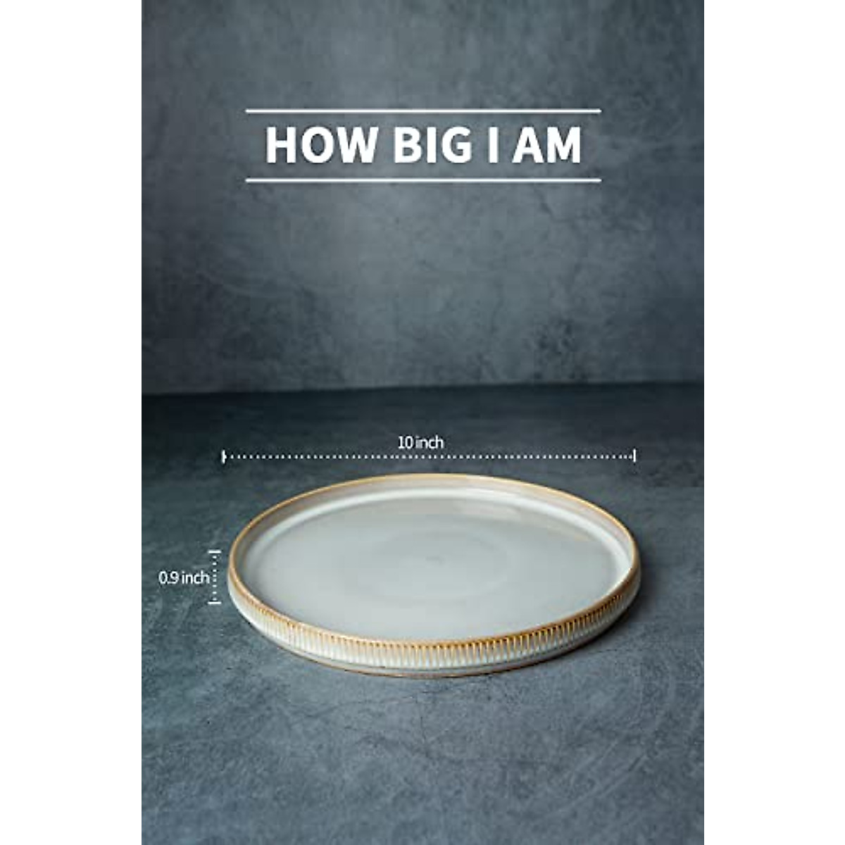 famiware Star Dinner Plates for 6, 10 inches Plate Set, Scratch Resistant, Stoneware Dinnerware, Kitchen Modern Rustic Serving Dishes, Cappuccino White