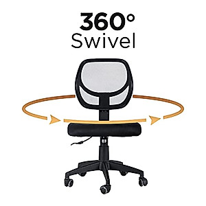 Comfty Fabric Seat and Nylon Base Mesh Back Swivel Task Chair, Black