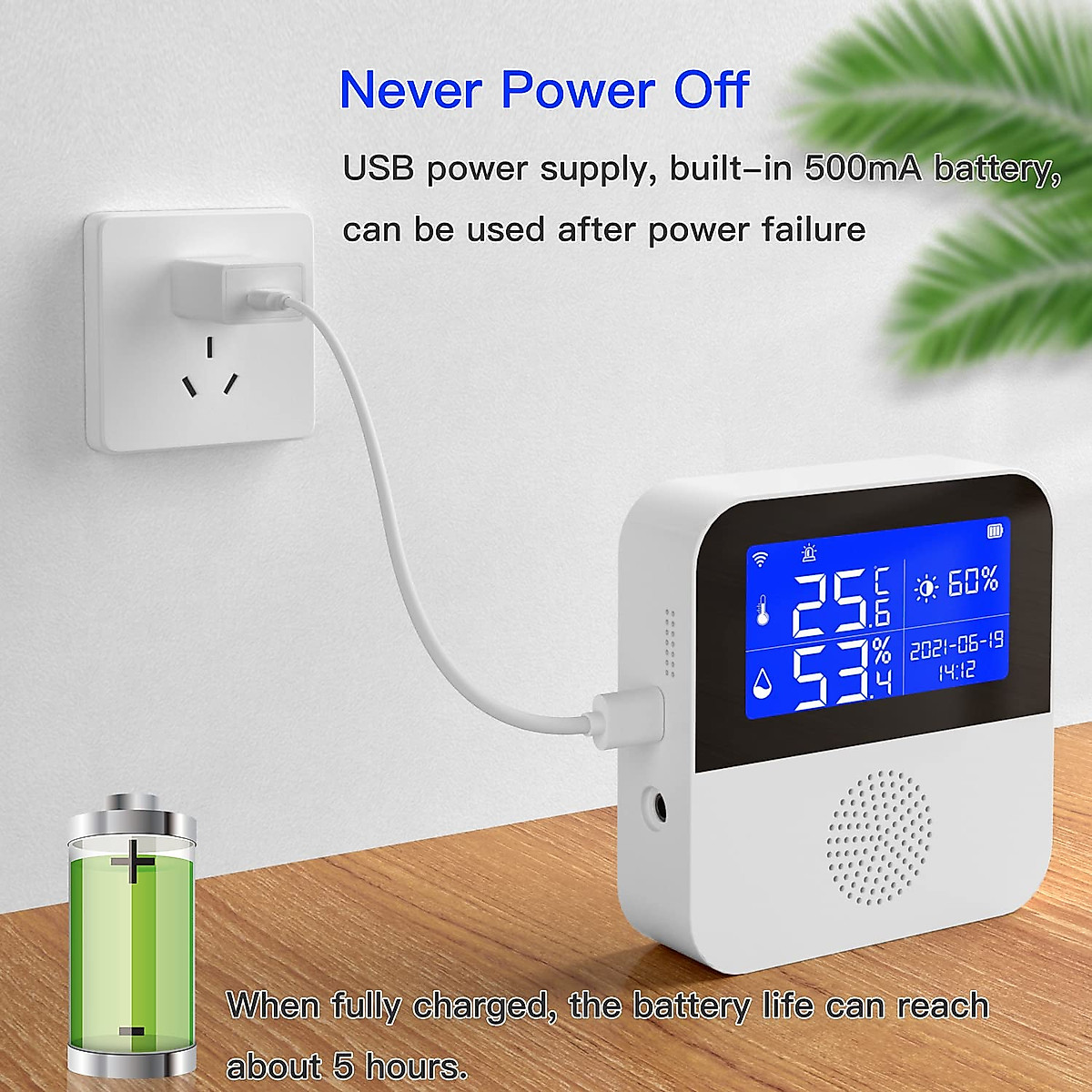 WiFi Temperature Sensor with Waterproof External Probe,Tuya Smart Temperature Humidity Monitor with Backlight LCD Display,Remote Monitor for Incubator Wine Cellar