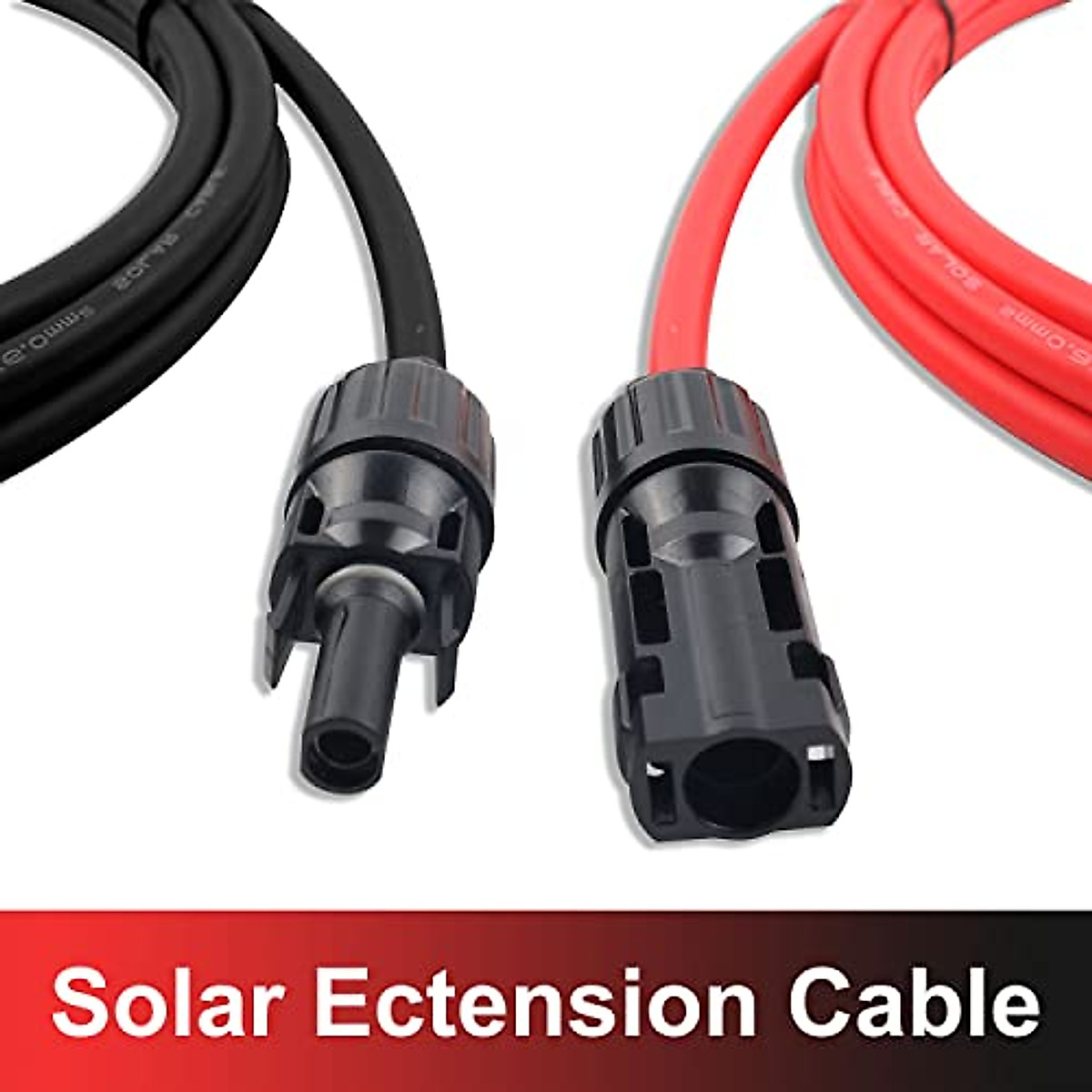 SGANGCAR Solar Extension Cable 10 Feet 10AWG Solar Panel Cable MC4 Extension Cable with Pair of Connectors and Adaptor Kit Tools (10FT Red + 10FT Black)