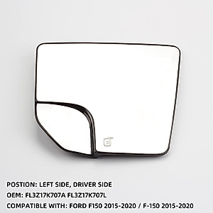 Dasbecan FL3Z17K707A Right Passenger Side Mirror Glass Blind Spot Compatible with Ford F150 Pickup Truck 2015-2020 Replacement FL3Z17K707