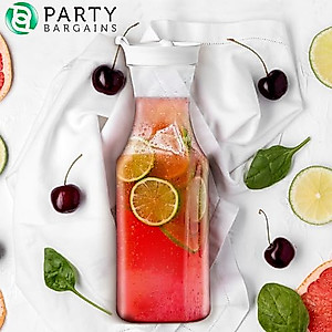 Party Bargains 34 Oz. Water Carafe with White Flip Tab Lid, Square Base, 6 Pack