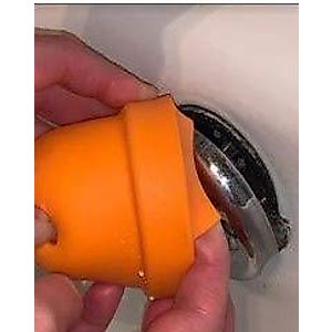 Bath Tub Overflow Drain Cover, Trip Lever Cover, Protects from Accidental Contact of Lever, Overflow Plate Cover, Use Lever While Installed, Durable, Soft, Kids Can't Pull Off, Easy Install (Orange)
