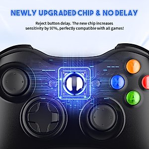 Gamrombo 2 Pack Replacement for Xbox 360 Controller, Wireless Controllers Gamepad Upgraded Joystick Compatible with 360 & Slim, Windows 11/10/8/7 PC Controller