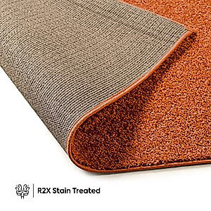 Furnish my Place Modern Plush Solid Color Rug - Orange, 2' Round, Pet and Kids Friendly Rug. Made in USA, Area Rugs Great for Kids, Pets, Event, Wedding