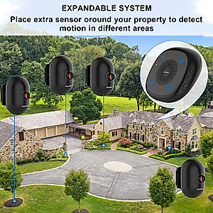 Driveway Alarm, Outdoor Waterproof Motion Sensor, Wireless Driveway Alarm System, 2 PIR Motion Detectors & 1 Receiver, Expandable House Alarm Systems for Home & Property