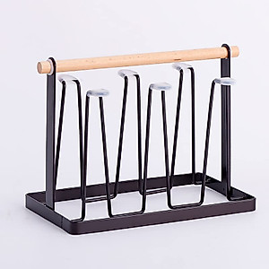 Cup Drying Rack Metal Drainer Holder Rack Cups Organizer with Wood Handle Bottle Drying Rack Dish Drying Rack