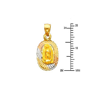 14k Tri Color Gold Religious Mary Guadlupe Stamp Charm Pendant