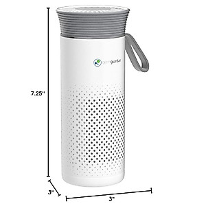 GermGuardian Portable Allergen Air Purifier for Small Spaces with USB Cable, Captures Dust, Pollens, Mold Spores, UV-C Light Helps Reduce Germs, 7” White, AC085