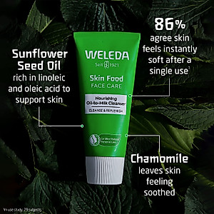 Weleda Skin Food Face Care Nourishing Oil-to-Milk Cleanser, 2.5 Fluid Ounce, Plant Rich Cleanser with Sunflower Seed Oil, Chamomile Extract and Pansy