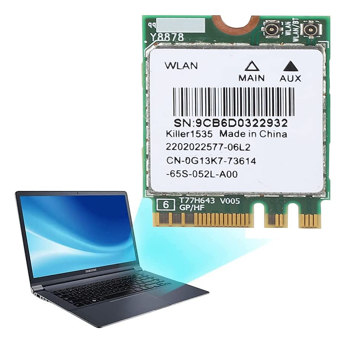 5G 867Mbps Bluetooth 4.1 Network Card, Game M.2 NGFF Adapter,for Killer -AC 1535 Band (2.4 GHz 5 GHz) 802.11ac NGFF M.2,for Notebook, Plug and Play