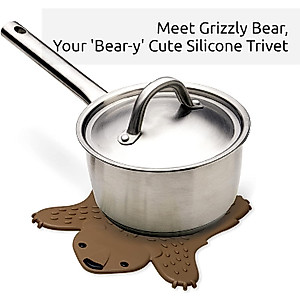 OTOTO Trivet for Kitchen Counter - Hot Pot Holder Trivet for Table - BPA Free Hot Pads for Kitchen Counter - Heat Resistant Silicone Trivet, (Grizzly)