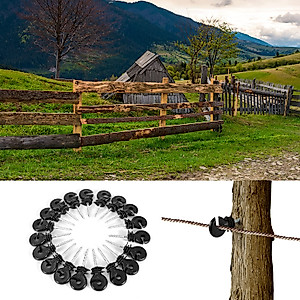 20pcs Electric Fence Insulator, Screw-in Insulator Fence Ring Post with a Insulator Socket Tool Self Tapping Wood Post Ring Insulators for Farm Animal (Black)