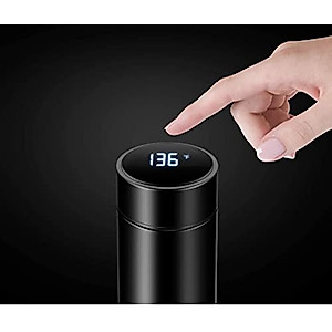 Coffee thermos,Coffee Digital bottle,Tea Infuser Bottle,Smart Sports Water Bottle with LED Temperature Display,Double Wall Vacuum Insulated Water Bottle, Stay Hot for 12Hrs,Cold for 24 Hrs (Black)