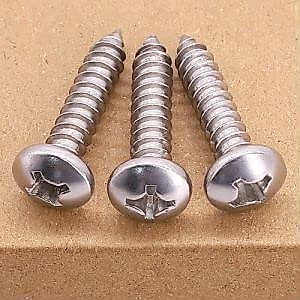 #14 x 1-1/4" Pan Head Phillps Drive Self Tapping Screws, 304 Stainless Steel, Round Head Wood Screws, Sheet Metal Tek Screws, 30 PCS
